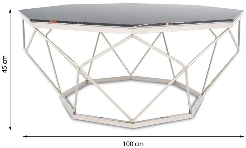 Konferenční stolek VOLARE 100 cm černý/stříbrný