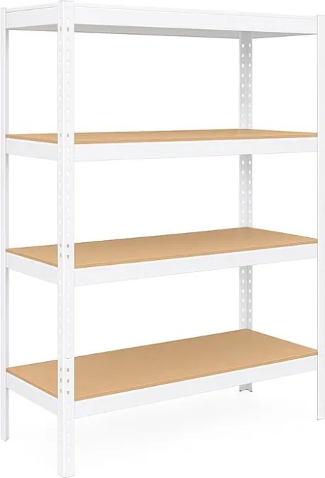 Regál 160x80x40 cm lakovaný 4-policový, nosnost 700 kg - bílý