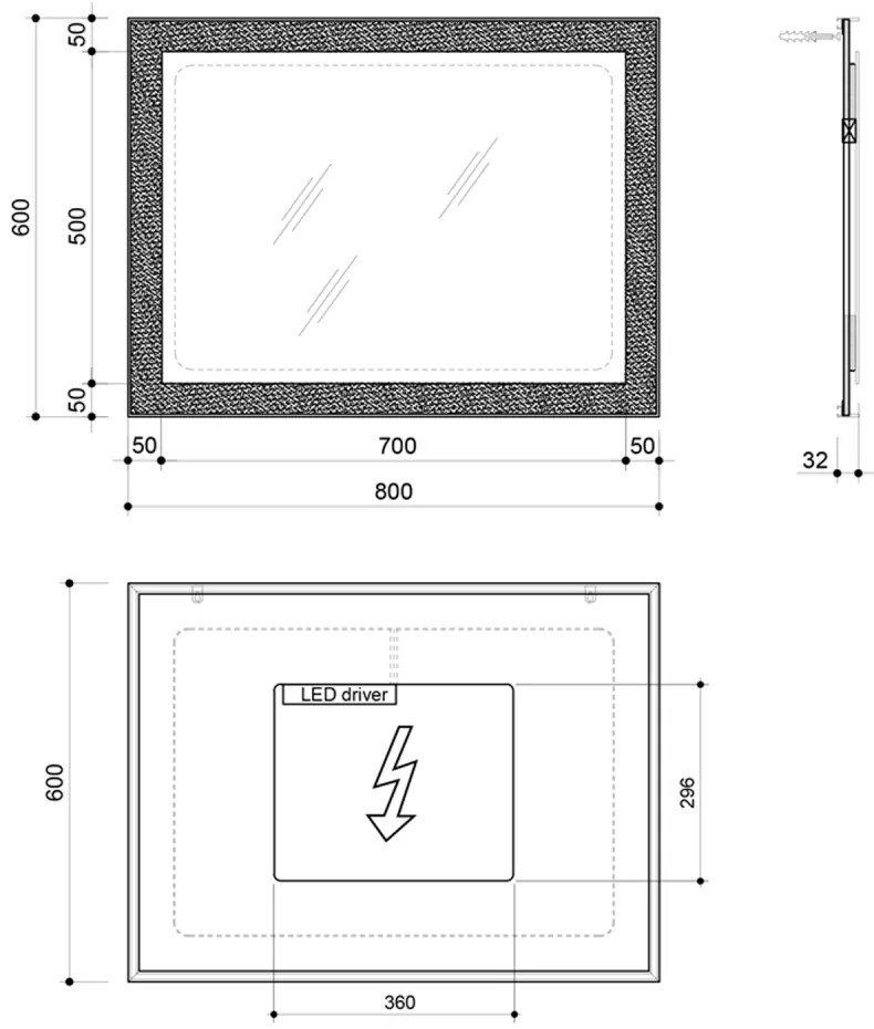 Sapho FLUT zrcadlo s LED podsvícením 600x800mm, bílá FT060