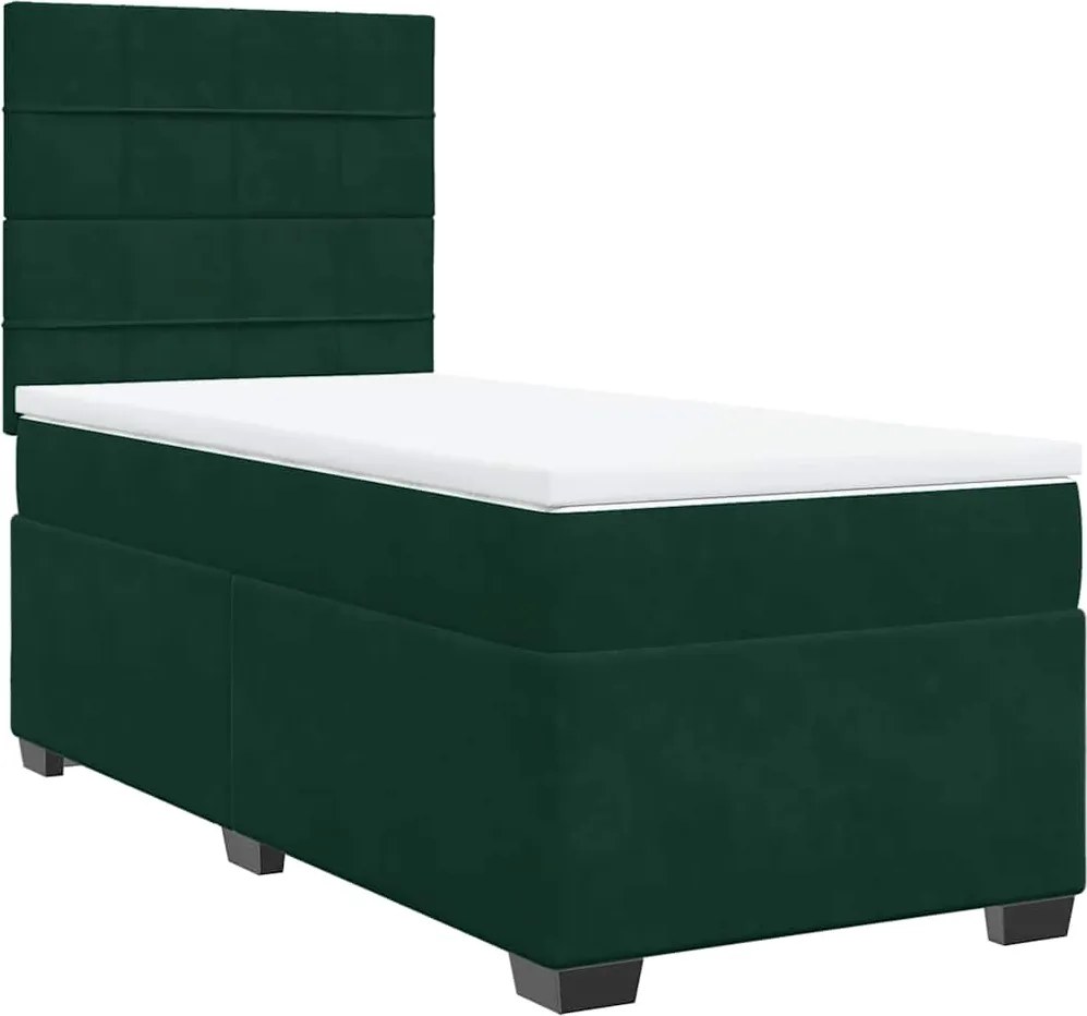 Box spring postel s matrací tmavě zelená 100x200 cm samet 3293137