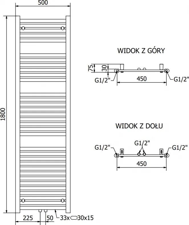 Mexen Hades, elektrické topné těleso 1800 x 500 mm, 900 W, černá, W104-1800-500-2900-70