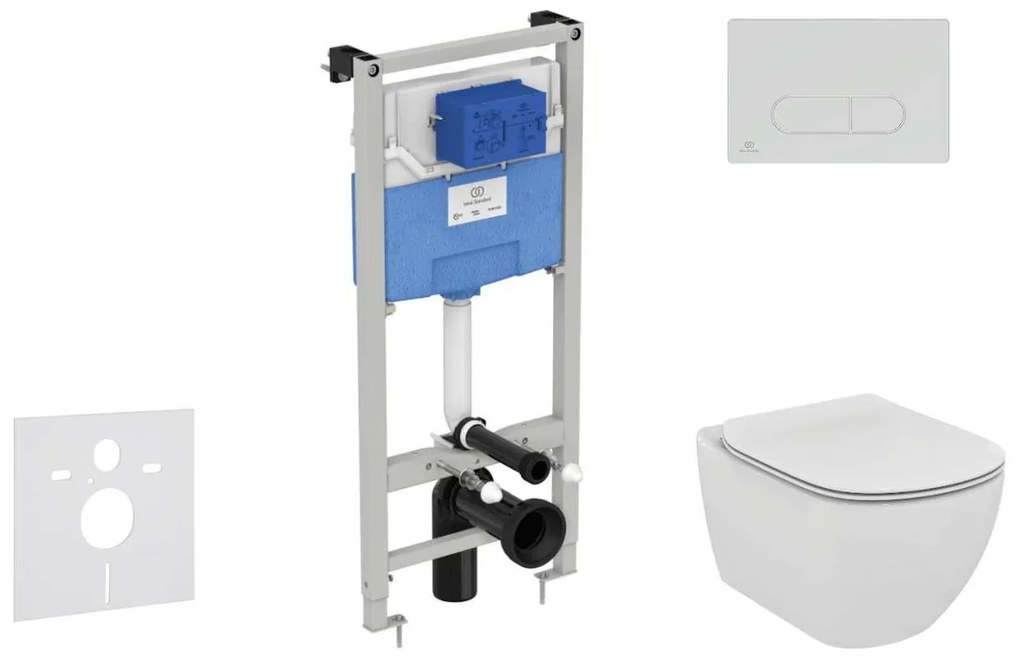 Ideal Standard ProSys - Set předstěnové instalace, klozetu a sedátka  Tesi, tlačítka Oleas M1, Rimless, SoftClose, bílá ProSys120M SP10