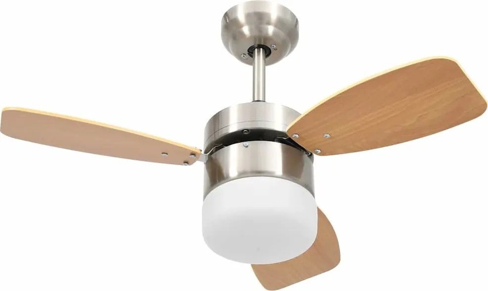 vidaXL Stropní ventilátor světlo a dálkový ovladač 76 cm světle hnědý [51493] Barva: tmavě hnědá