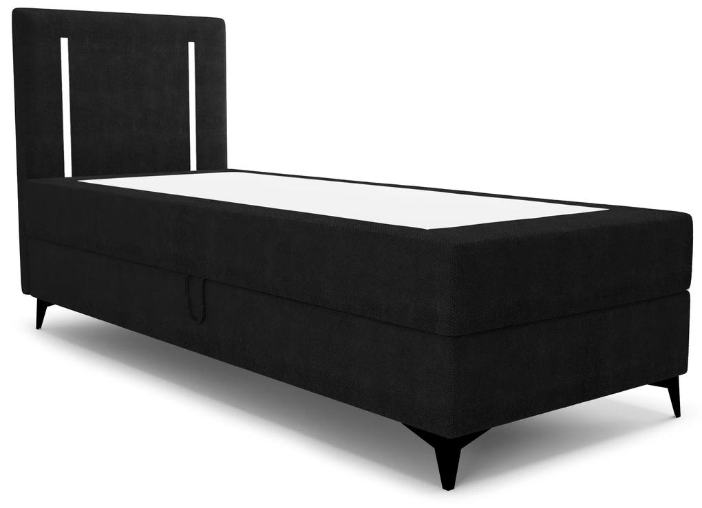 Jednolůžková postel 80 cm Ortega Bonell (černá) (s roštem, bez úl. prostoru) (s LED osvětlením). 1082568
