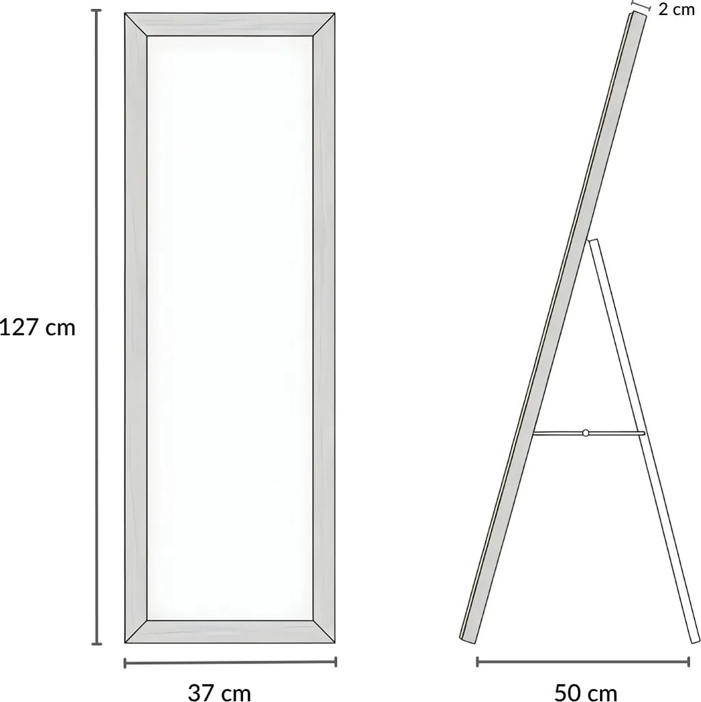 Stojací zrcadlo HAVLYS hnědé, 127 x 37 cm