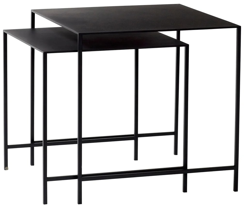 Hübsch Set dvou odkládacích stolků DUO černý 991326