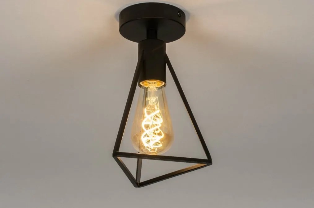 Stropní černé industriální svítidlo Cortonn Black
