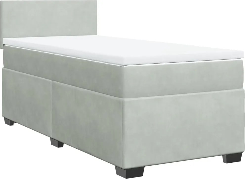 Box spring postel s matrací světle šedá 100x200 cm samet 3288528