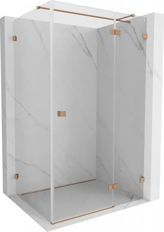 Mexen Lunar T, sklopný pravý sprchový kout 115 x 80 cm, 8mm čiré sklo, profil měděná matná, 834T-115-080-65-00-P