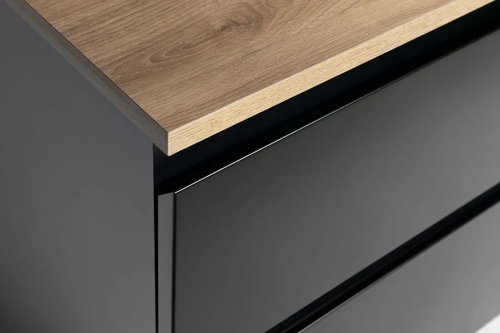 Aqualine Aqualine, ALTAIR skříňka s deskou 78,5 cm, černá mat/dub emporio, AI680-01