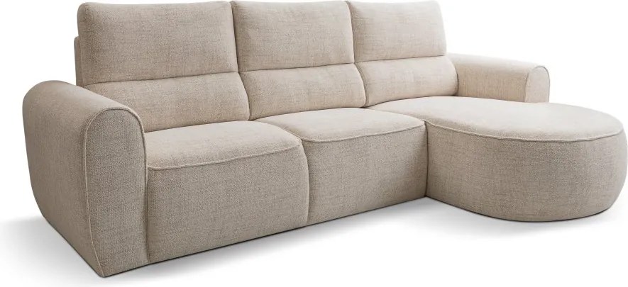 Rozkládací rohová sedačka DAMIAN 275x160 - výběr potahové látky Aragon 03 - krémová pravý roh