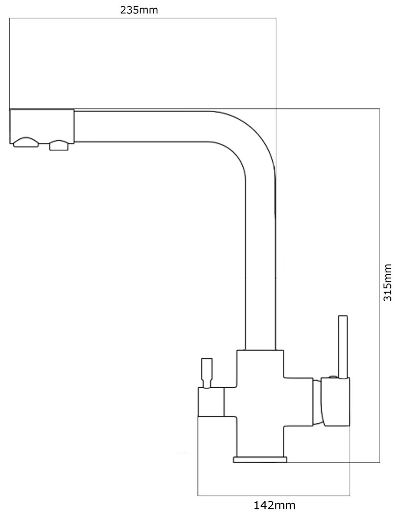 Gamma Side, vysoká umyvadlová baterie s připojením na filtr vody h-330, chromová, GMA-BSEF-CH