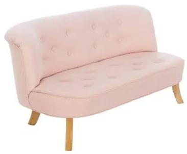 Dětská sedačka lněná pudrově růžová - Bílá, 17 cm