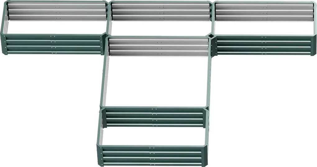 Outsunny Modulární ocelová zahradní čtvercová nádobka na zeleninu, sada 5 květináčů pro zeleninu, rostliny, květiny, rozměry 245L x 242W x 31H cm, ze…