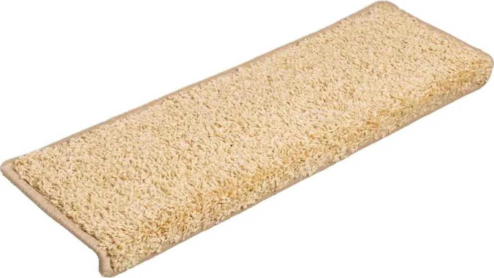 Schodové rohože 15 ks 65 x 21 x 4 cm krémové s obdélníkovým okrajem 134579