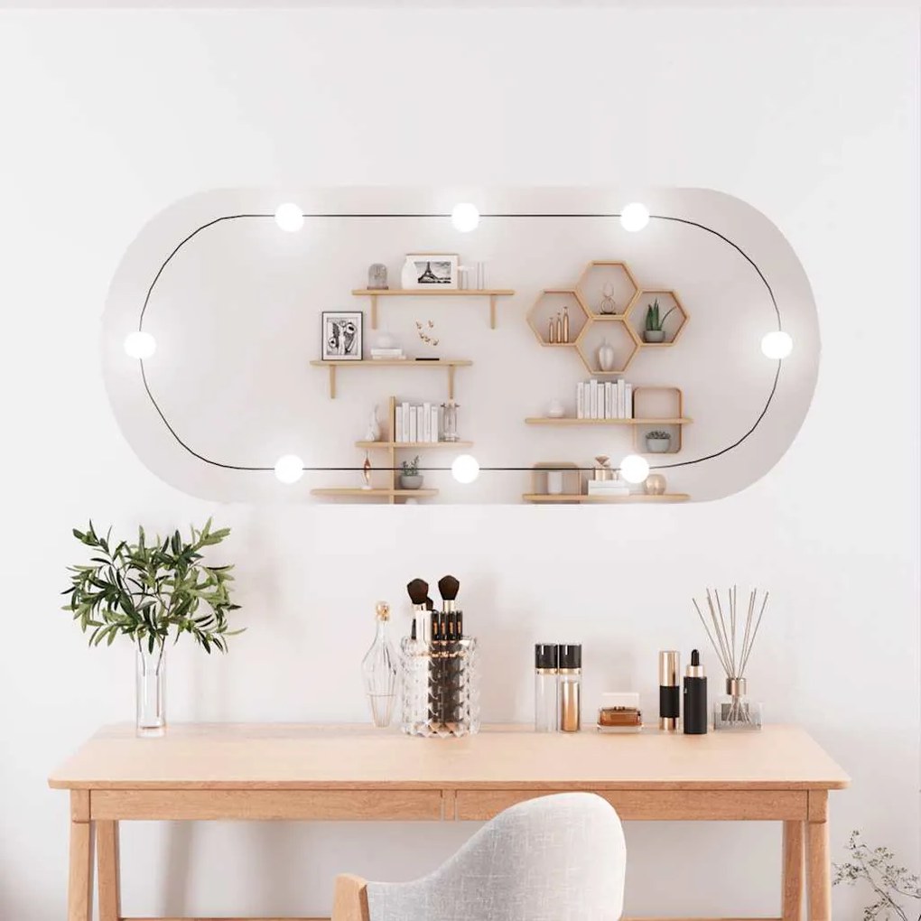 Nástěnné zrcadlo s LED osvětlením 45 x 100 cm sklo oválné 3189164