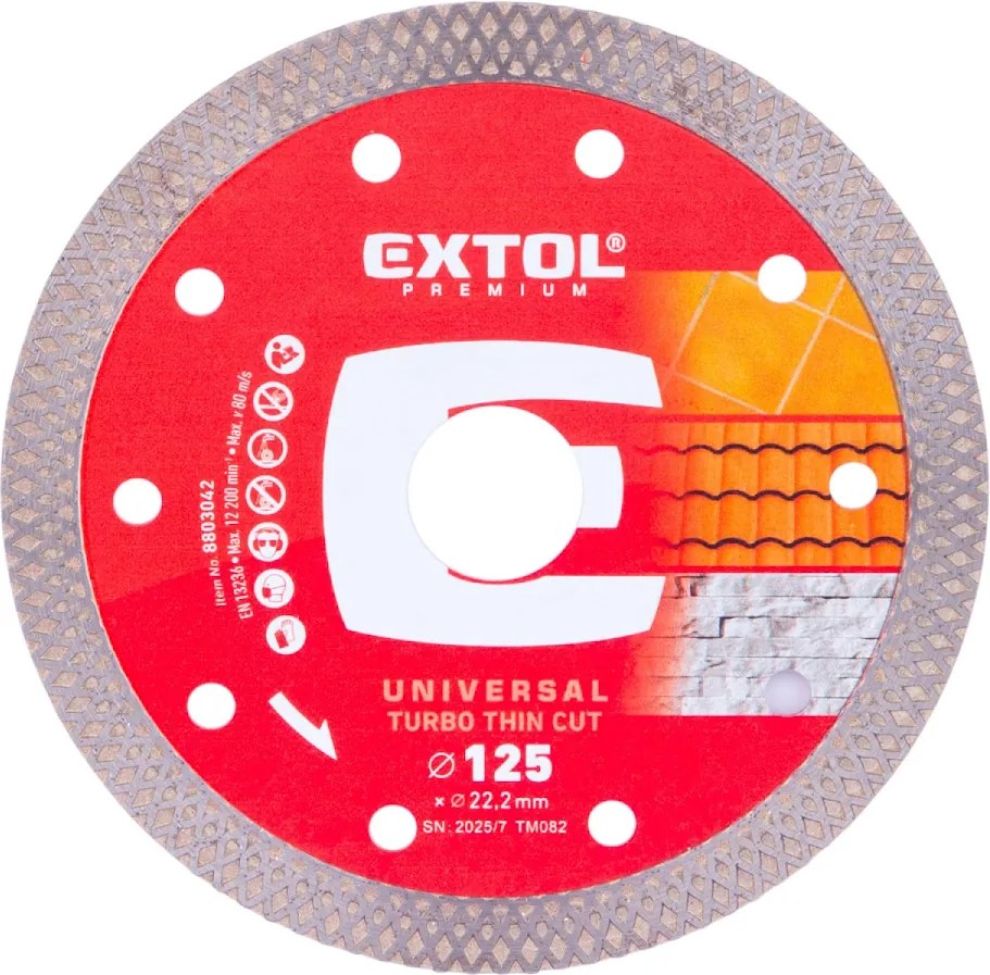 Diamantový řezný kotouč turbo Thin Cut 125 × 22,2 × 1,4 mm EXTOL PREMIUM 8803042