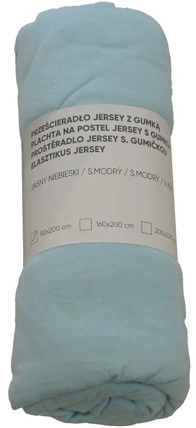 Jersey prostěradlo s gumičkou modrý 200X220