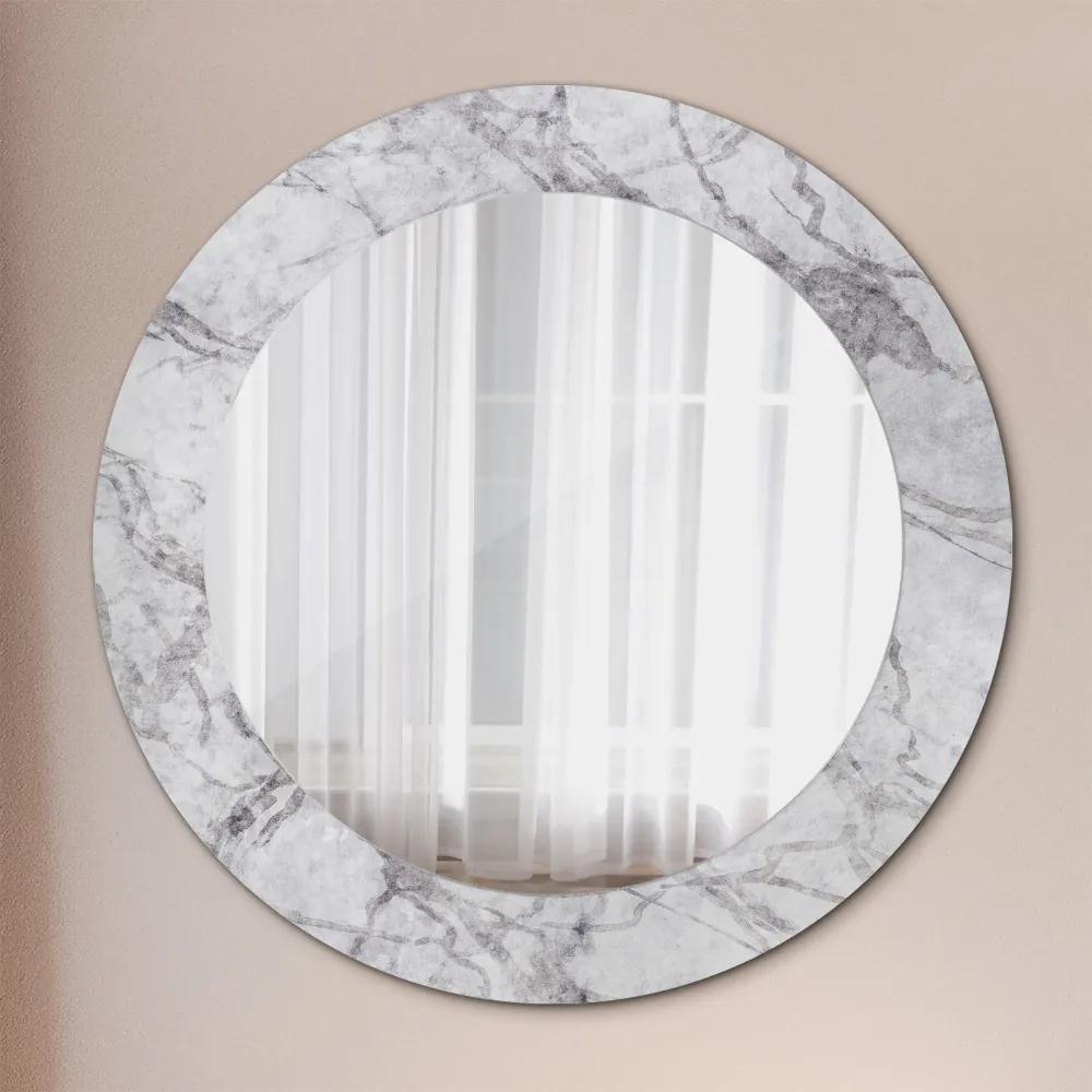 Kulaté zrcadlo tištěný rám Bílý mramor fi 60 cm