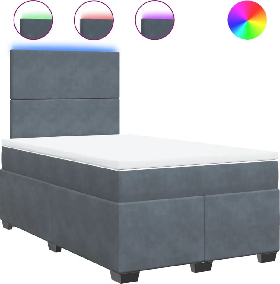 Box spring postel s matrací tmavě šedá 120 x 200 cm samet 3293177