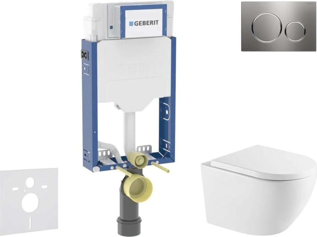 Geberit Kombifix - Set předstěnové instalace, klozetu Oudee a sedátka softclose, tlačítko Sigma20, nerez SANI15CA6111