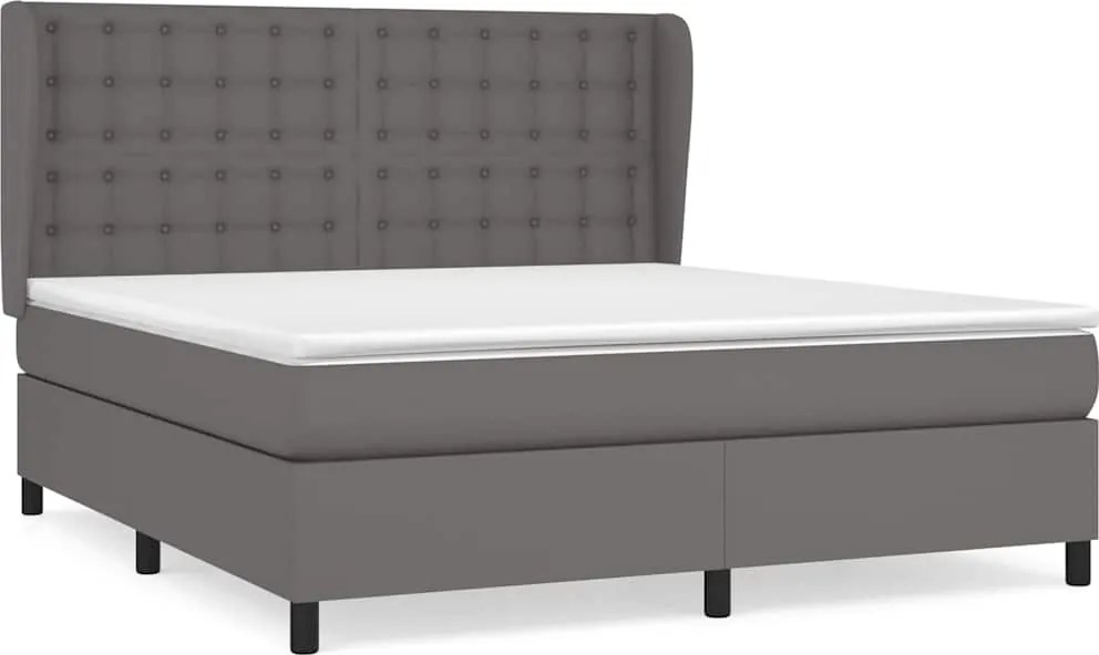 Box spring postel s matrací šedá 160x200 cm umělá kůže 3129043