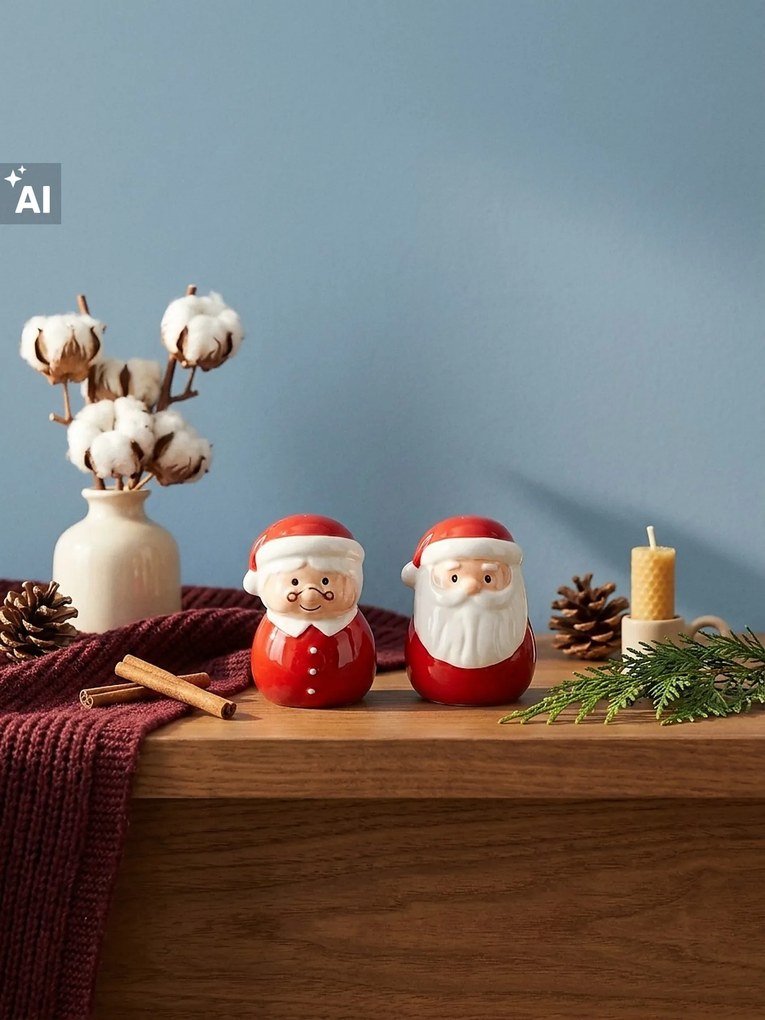 Sinsay - Stojící vánoční dekorace ve tvaru Santa Clause a paní Clausové 2 pack - vícebarevná