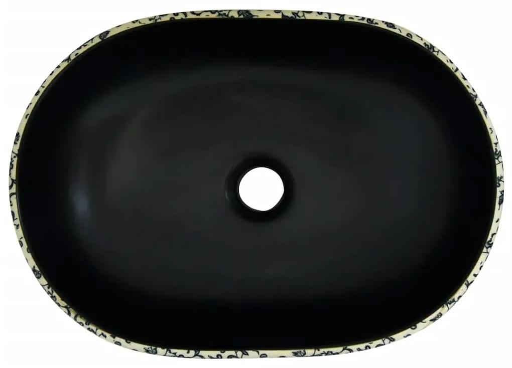 Umyvadlo na desku černé a modré oválné 47 x 33 x 13 cm keramika,  155070