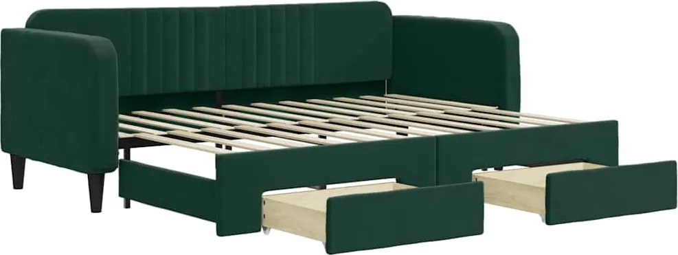 Válenda s přistýlkou a zásuvkami tmavě zelená 80 x 200 cm samet 3197106