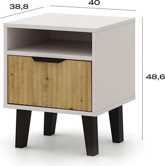 Noční stolek Borg Duo 1S kašmír / dub artisan
