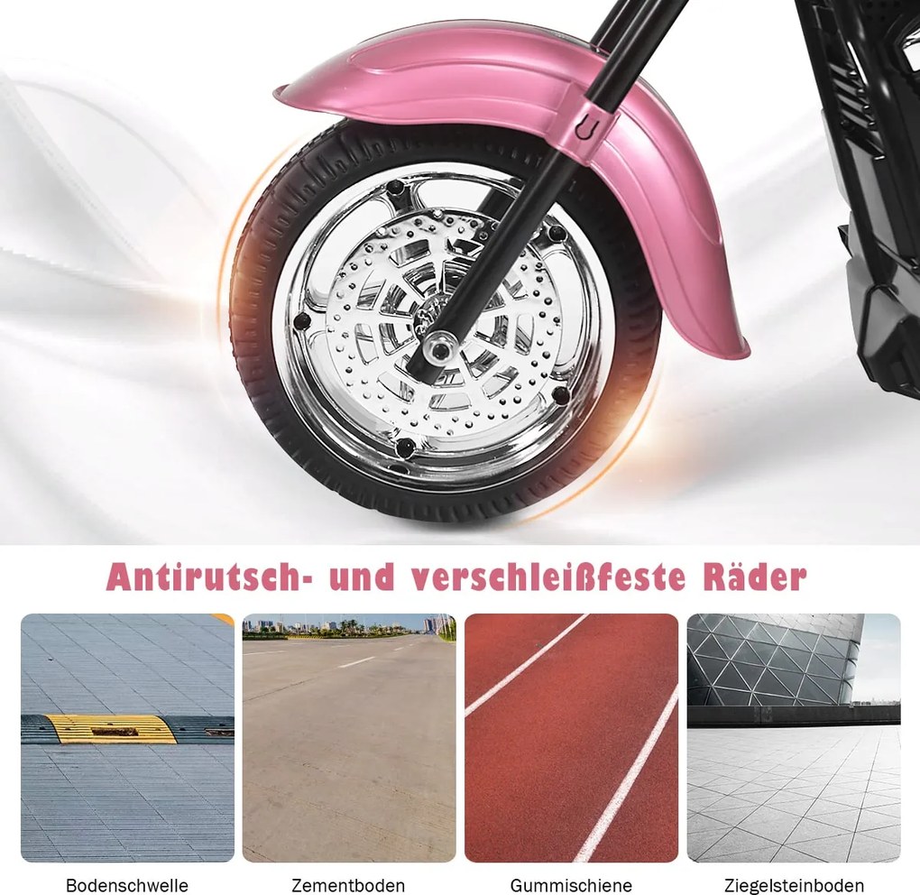 Costway 6 Elektrický motocykl V Motocykl na baterie s hudbou – 91 × 48 × 64 cm