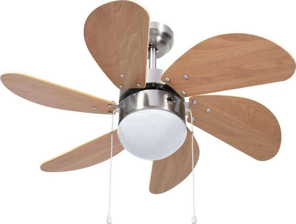 vidaXL Stropní ventilátor se světlem 76 cm světle hnědý [51489] Barva: tmavě hnědá