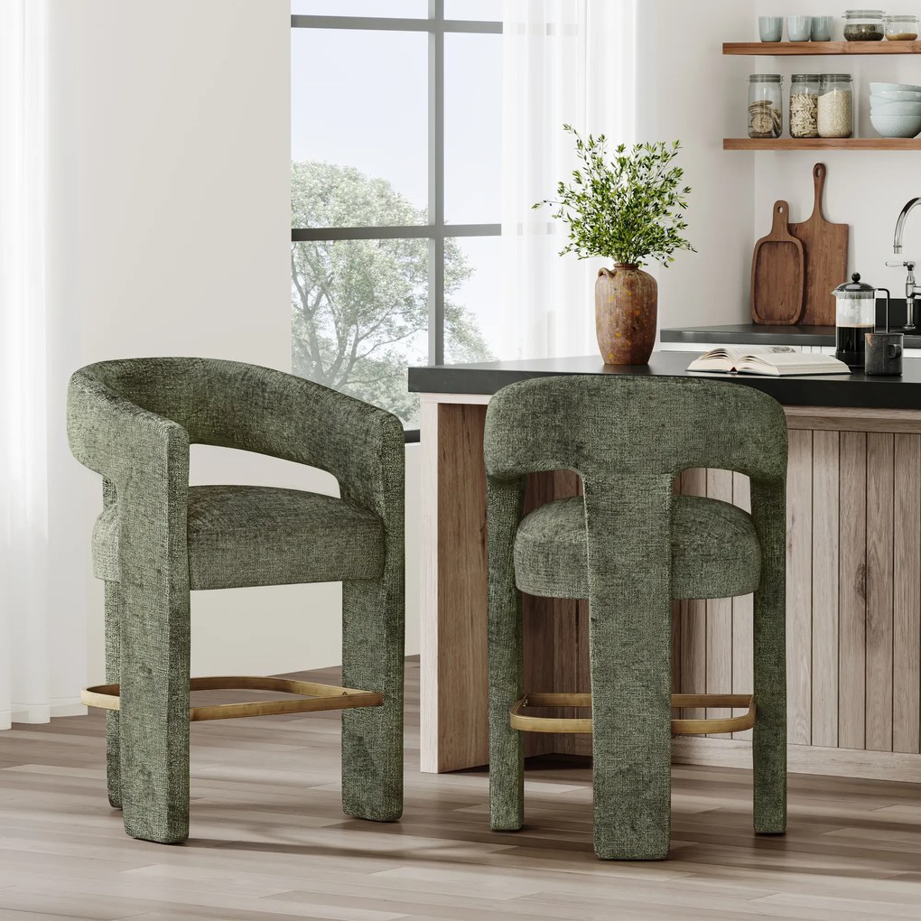 Designová barová židle Leith olivová
