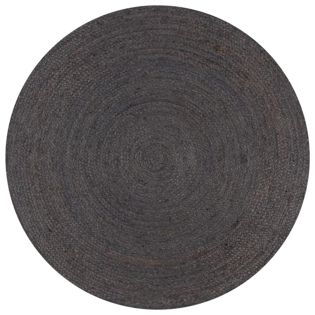 133665 vidaXL Ručně vyrobený koberec z juty kulatý 90 cm tmavě šedý