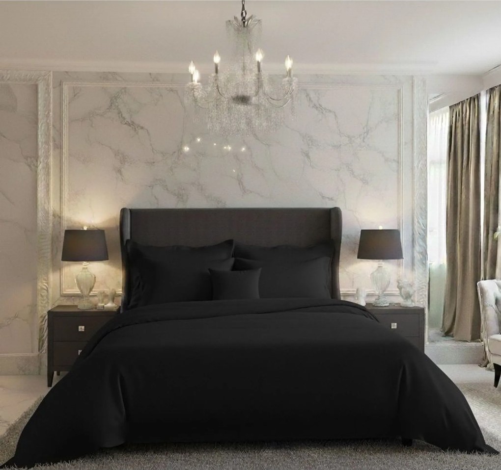 Saténové povlečení LUXURY COLLECTION 140x200, 70x90cm černé
