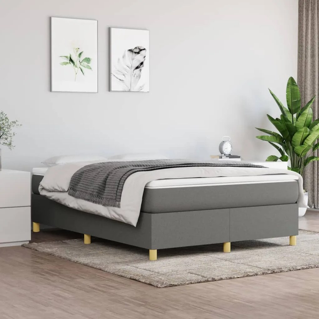 Box spring postel s matrací tmavě šedý 140 x 190 cm textil - Default Title