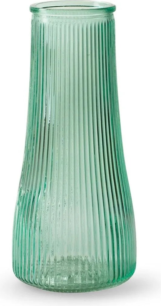 Mintově zelená vroubkovaná skleněná váza Mandy – 9*9*20 cm