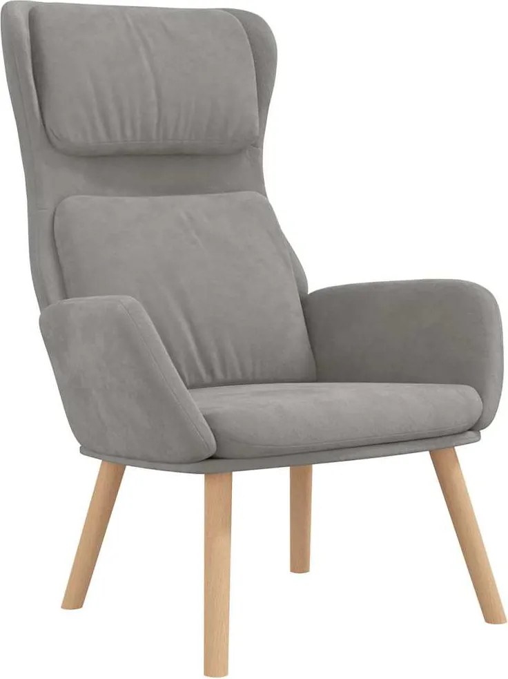 Relaxační křeslo se stoličkou světle šedé samet 3097820