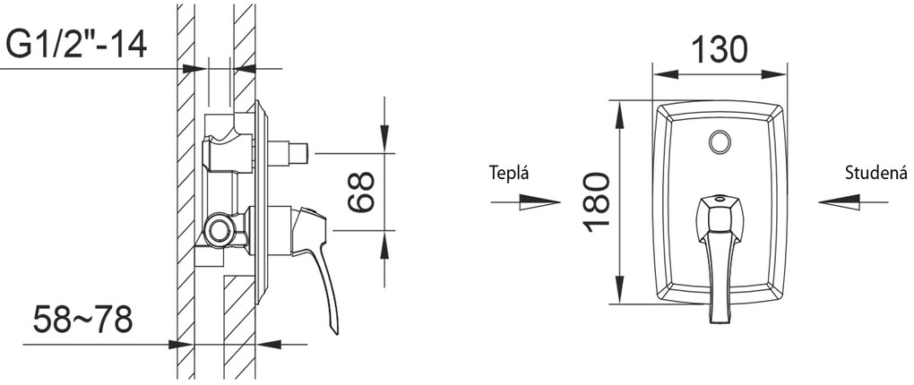 SAPHO DREAMART podomítková sprchová retro baterie, 2 výstupy, chrom DA042