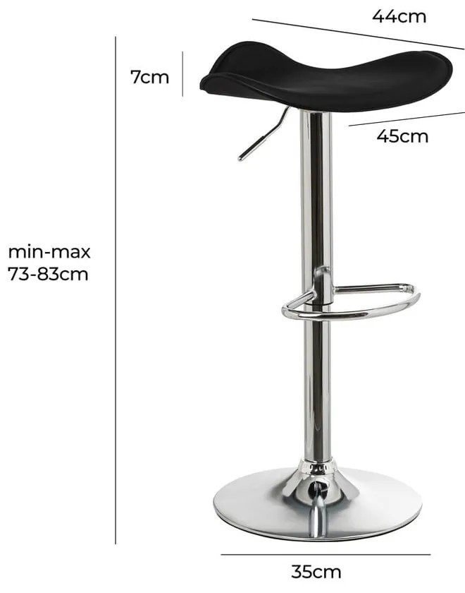 Černé čalouněné barové stoličky v sadě 2 ks s nastavitelnou výškou (výška sedáku 73 cm) – Casa Selección