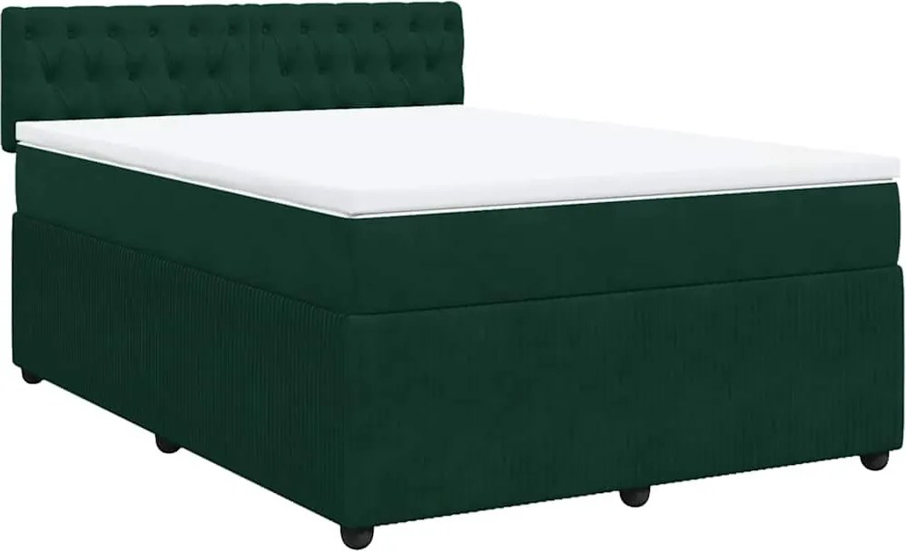 Box spring postel s matrací tmavě zelená 160x200 cm samet 3287791