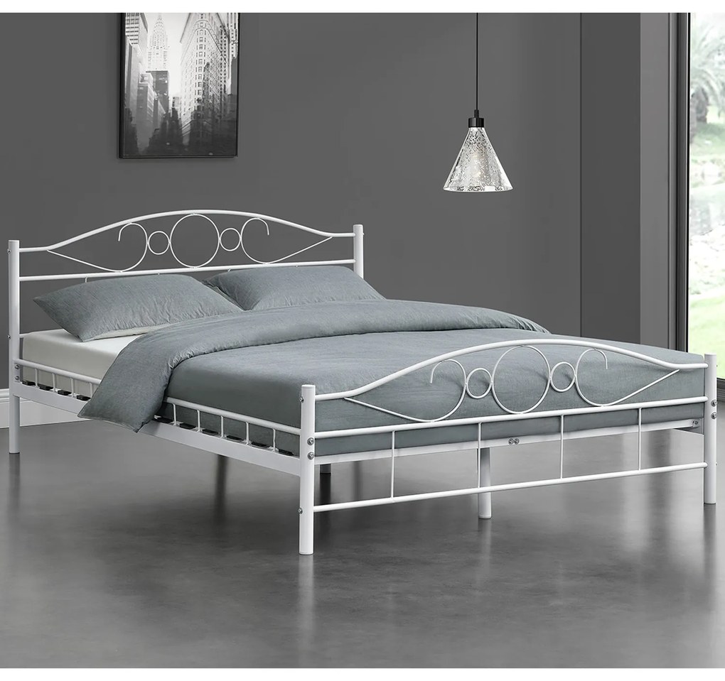 Kovová postel Toskana 140 x 200 cm - bílá