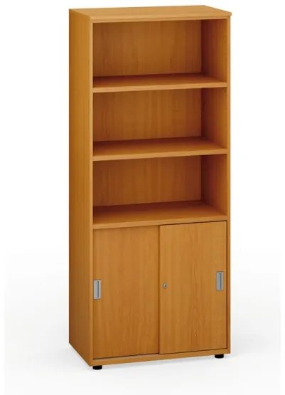Kancelářská skříň PRIMO Classic, zasouvací dveře na 2 patra, 1781x800x420 mm, třešeň