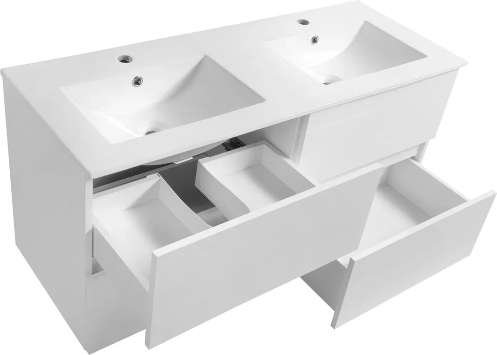 Aqualine Aqualine, PANEDA umyvadlová skříňka 119x55x45,2cm, bílá, PN212