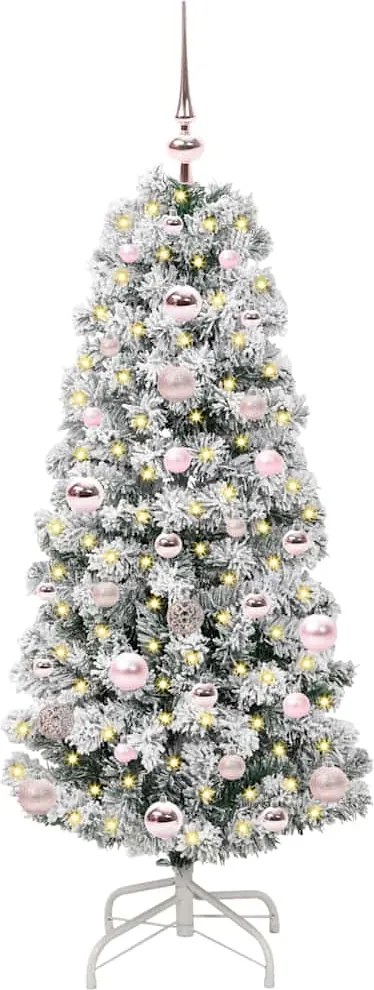 Umělý Skládací Vánoční Strom 150 LED Zelená a bílá 120 cm 3395579