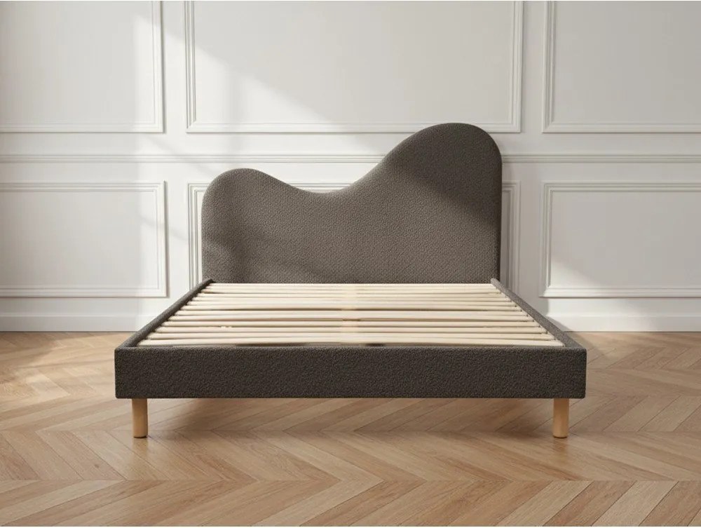 Hnědá čalouněná čalouněná dvoulůžková postel s roštem 180x200 cm Celina – Bobochic Paris