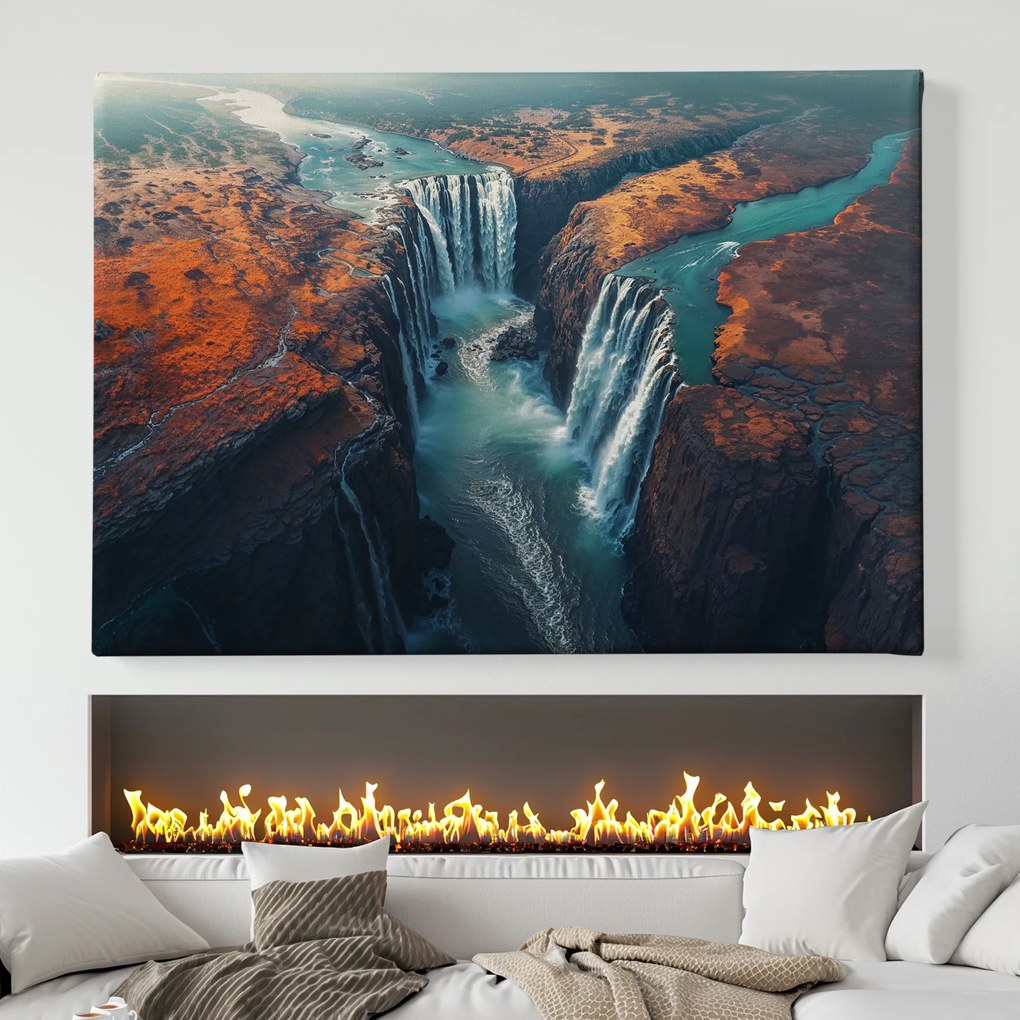 Obraz na plátně - Vodopády Dotek Afriky FeelHappy.cz Velikost obrazu: 120 x 80 cm