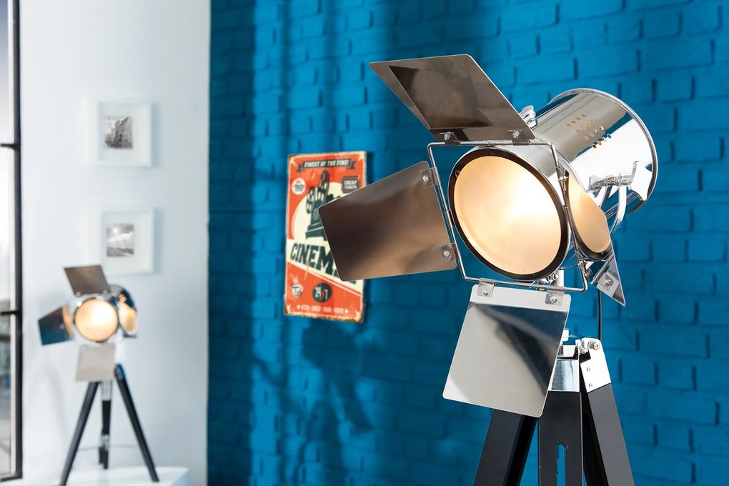 Bighome - Stojací lampa HOLLY, 145cm – černá, stříbrná