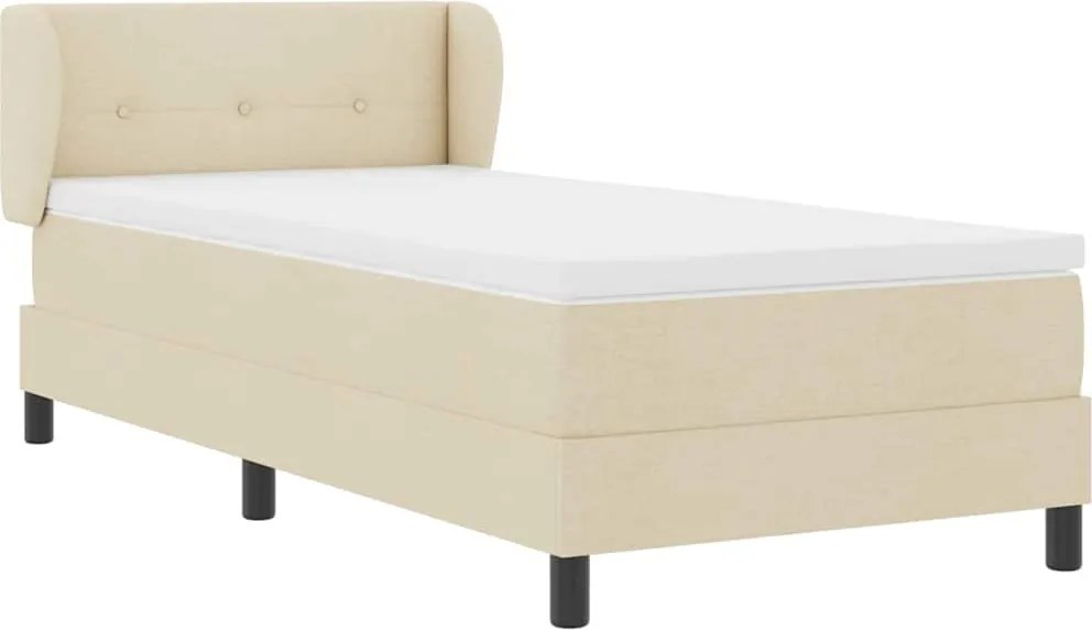 Postel s boxspringem s čelo Krémová 90 x 200 cm textil 3340008