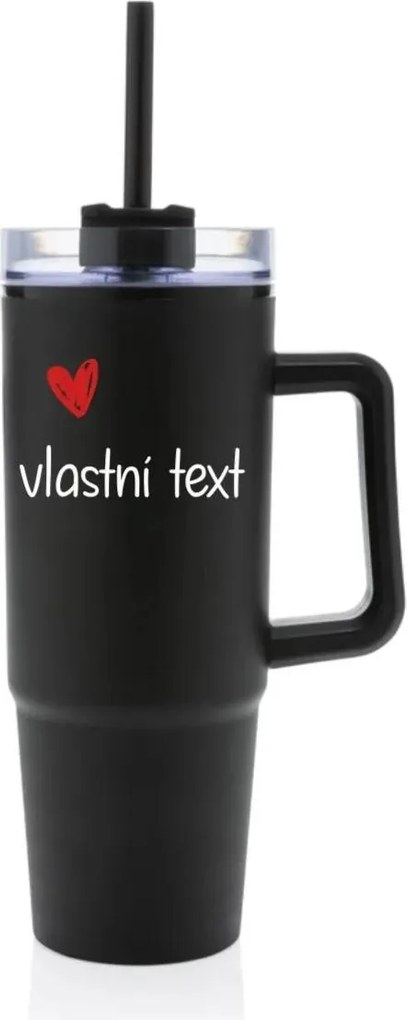 Vlastní text na cestovní termosku s průhledným víčkem